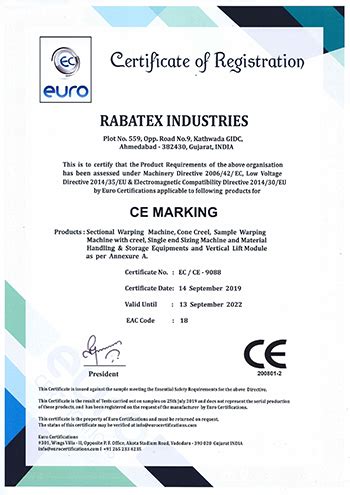 Certificates Rabatex Industries