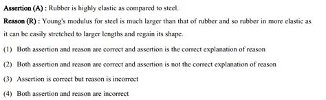 Assertion A Rubber Is Highly Elastic As Compared To Steel Reason