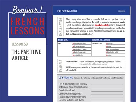 The Partitive Article In French Teaching Resources