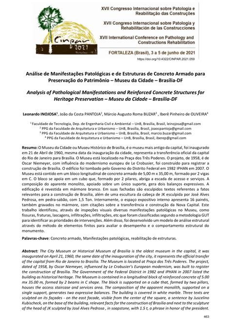 Pdf Análise De Manifestações Patológicas E De Estruturas De Concreto