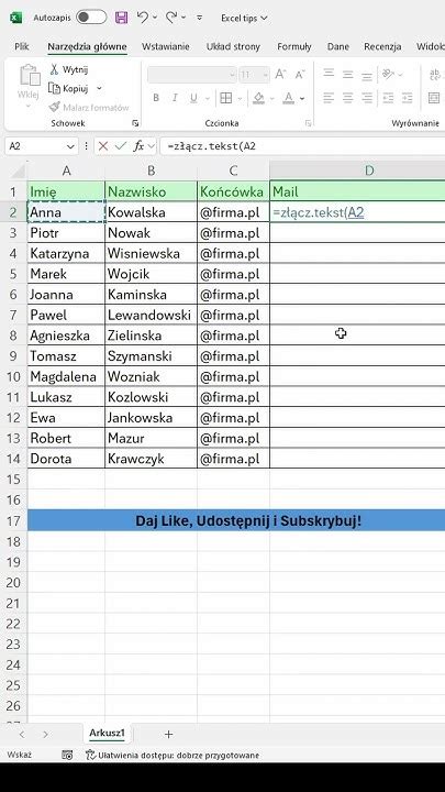 📧 Excelowy Hack Stwórz Maile W Sekundę Z Funkcją ZŁĄcztekst Excel Exceltips Youtube