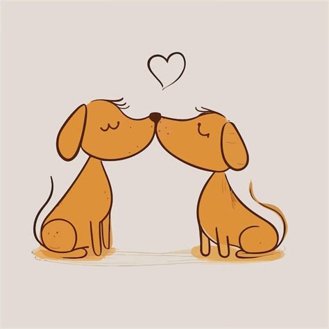 Pareja De Perros Besándose Dibujo De Acuarela Lindo Vector Premium