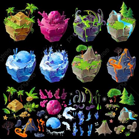 3d 환상적인 게임 섬 Gui 화산 등각 3d Png 일러스트 및 벡터 에 대한 무료 다운로드 Pngtree 게임