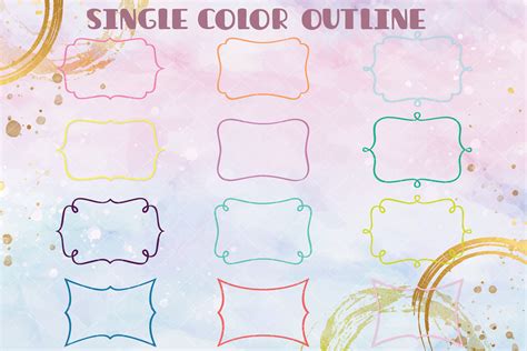 Colored Fancy Rectangular Frames Hand Drawn Border Monogram By