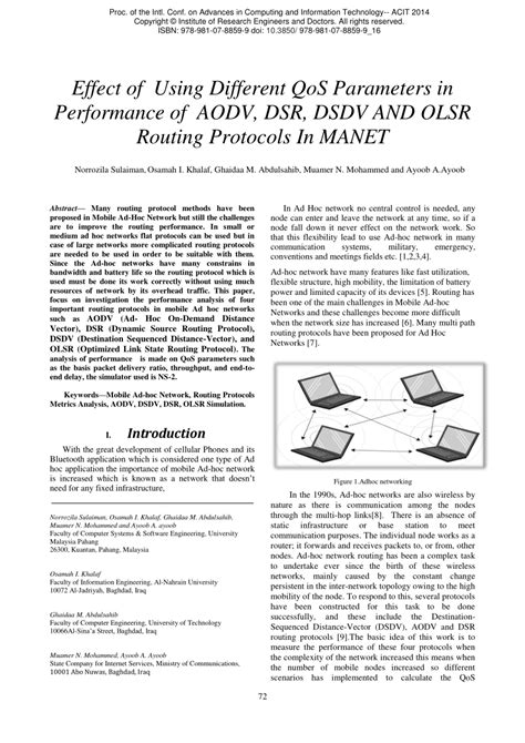 Pdf Effect Of Using Different Qos Parameters In Performance Of Aodv