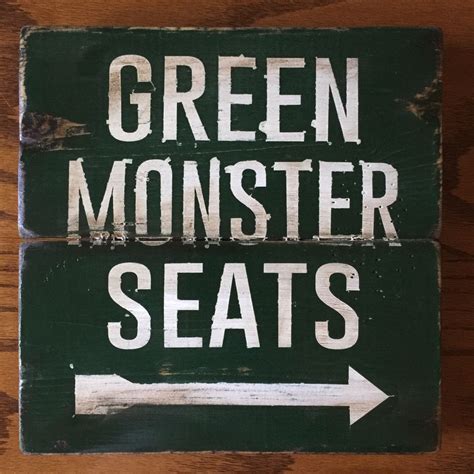 Green Monster Seats Wood Sign Handmade Baseball Decor