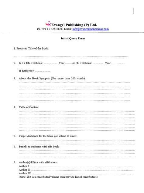 Initial Query Form Pdf