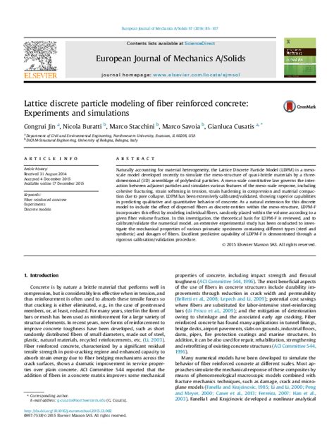Pdf Lattice Discrete Particle Modeling Of Fiber Reinforced Concrete