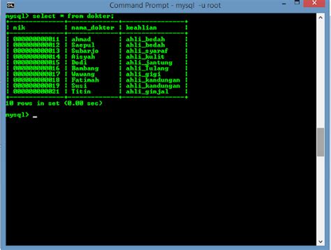 Tutorial Pembuatan Database Mysql Rumah Sakit Di Command Prompt