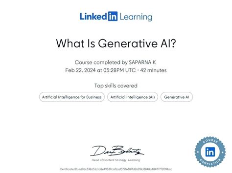 Completed Generative Ai Journey On Linkedin Saparna K Posted On The