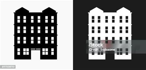 在黑色和白色向量背景上建築圖示向量圖形及更多全景圖片 全景 公寓 剪貼畫 Istock