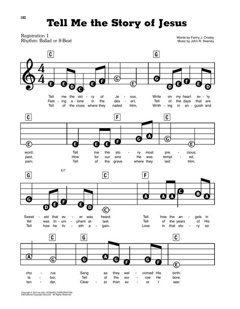 Tell Me The Story Of Jesus By Fanny J Crosby Sheet Music For E Z Play