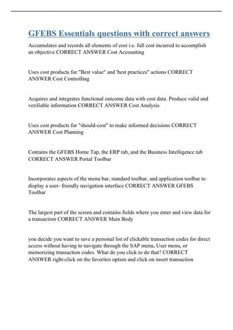 Gfebs Essentials Questions With Correct Answers Gfebs Stuvia Us