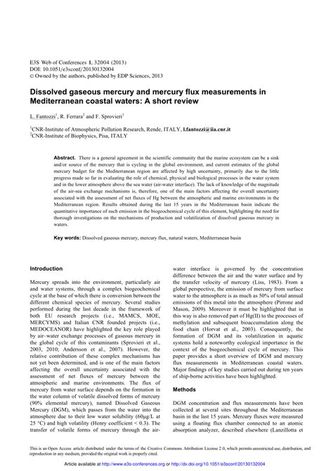 Pdf Dissolved Gaseous Mercury And Mercury Flux Measurements In
