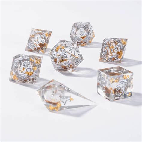 Sharp Edge Liquid Core Rpg Dice Set Gold Hymgho Dice