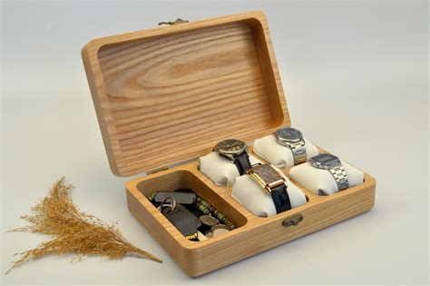 Деревянная шкатулки для часов на 4 слота слот для украшний Mr Bell 26 5x18x8 см фото отзывы