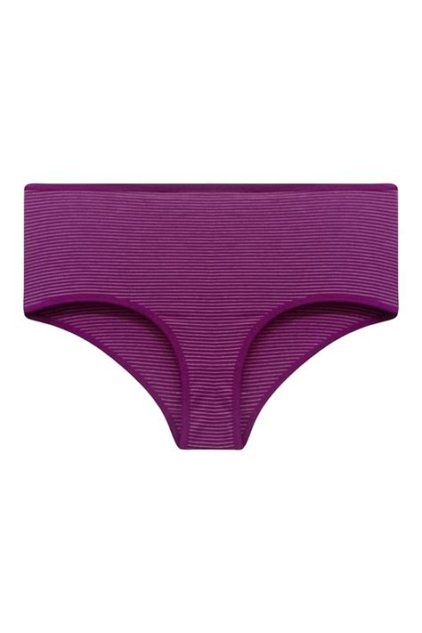 Buy High Waist Striped Hipster Panty In Purple Cotton Online India