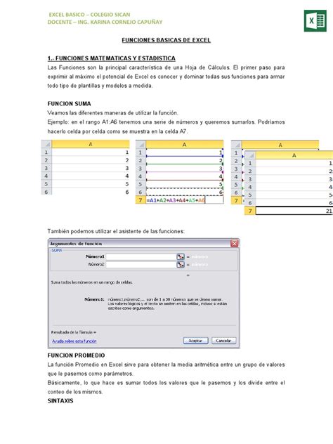Funciones Basicas Download Free Pdf Microsoft Excel Cadena