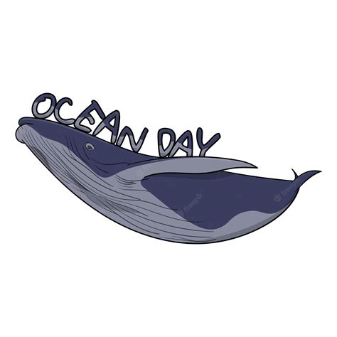 Ballena En Diseño De Dibujos Animados Con Texto Del Día Del Océano