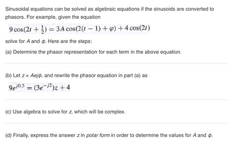 Solved Sinusoidal Equations Can Be Solved As Algebraic