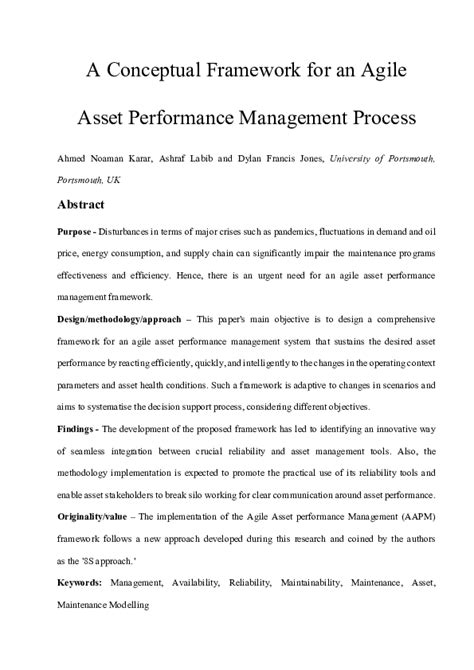 Pdf A Conceptual Framework For An Agile Asset Performance Management Process Ashraf Labib