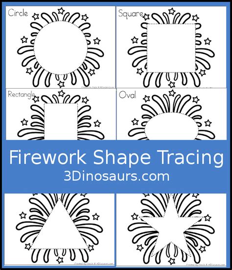 Free Firework Shape Tracing Printable 3 Dinosaurs Free Firework Shape Tracing Printable 3 Dinosaurs