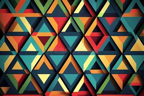 Symmetrical Triangles In Bold Color Pattern Stock Illustration