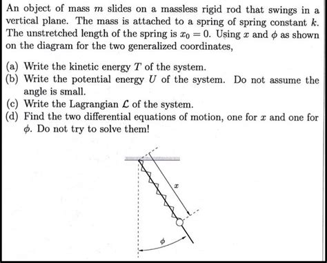 Solved An Object Of Mass M Slides On A Massless Rigid Rod Chegg