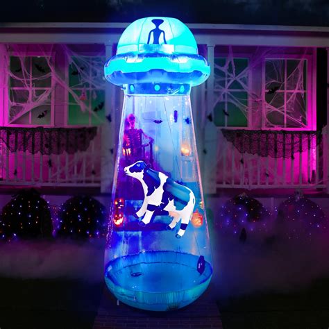 12 Ft Tall Halloween Inflatable Ufo Decoration With Built In Leds