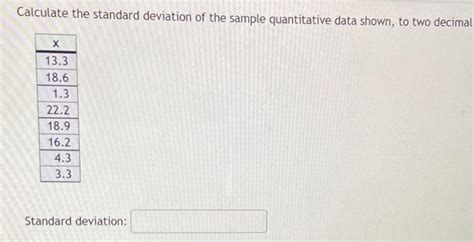 Solved Calculate The Standard Deviation Of The Sample Chegg