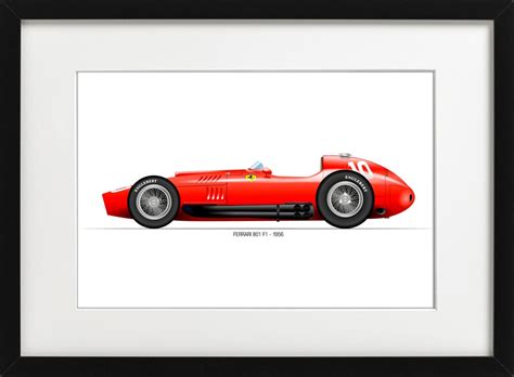 Ferrari 801 F1 Year 1956 Vintage Sport Car Formula One Illustration