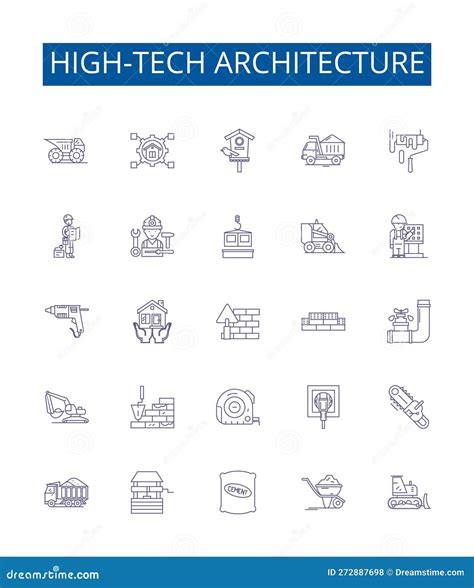 High Tech Architecture Line Icons Signs Set Design Collection Of High