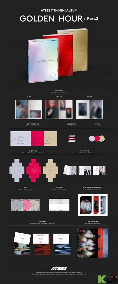 ATEEZ 11TH MINI ALBUM GOLDEN HOUR Part 2 3 Version Set KPOPMART