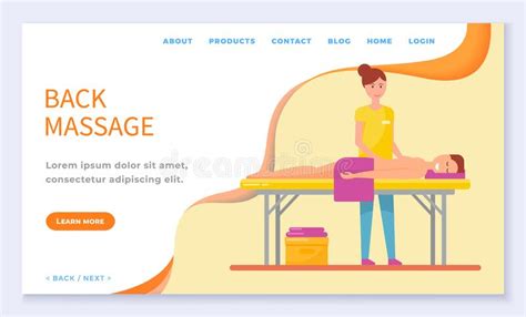 Back Massage Therapy In Spa Salon Website Page Stock Vector