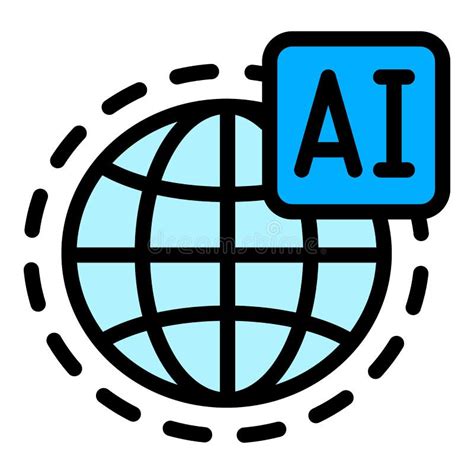 Vector De Esquema De Icono De Inteligencia Artificial Cerebro Ai