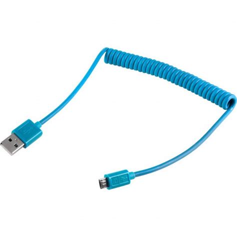Uber 13150 Usb Micro Usb Sync Charge Cable Coiled 4 Feet Blue Cell