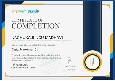 Thrilled To Share That I Have Successfully Completed The Digital… Bindhu Madhavi