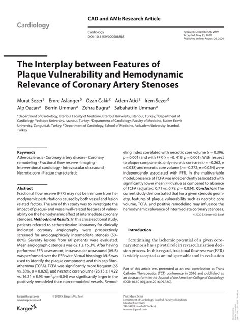 Pdf The Interplay Between Features Of Plaque Vulnerability And