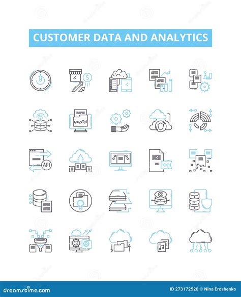 Customer Data And Analytics Vector Line Icons Set Customer Data