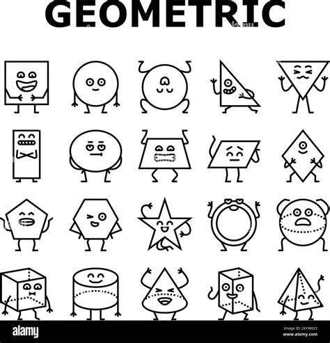 Geometric Shape Character Icons Set Vector Stock Vector Image And Art Alamy