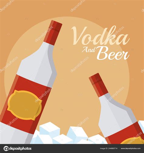 Vodka Bottles Ice Cubes Vector Illustration Graphic Design Stock Vector