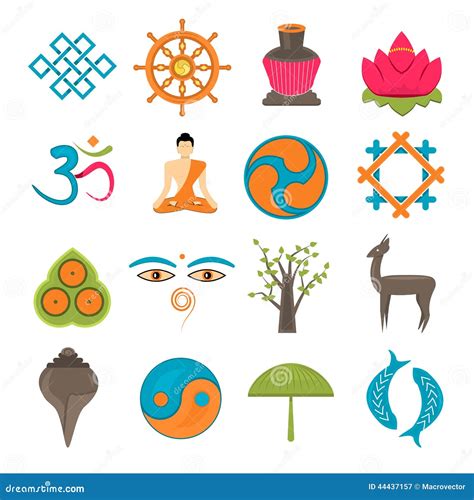 Buddhism Icons Set Stock Vector Illustration Of Buddhism 44437157
