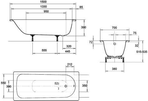 "ВАННА KALDEWEI EUROWA 310 (1196 1203 0001 FORM PLUS)", 1500х700х390 ...
