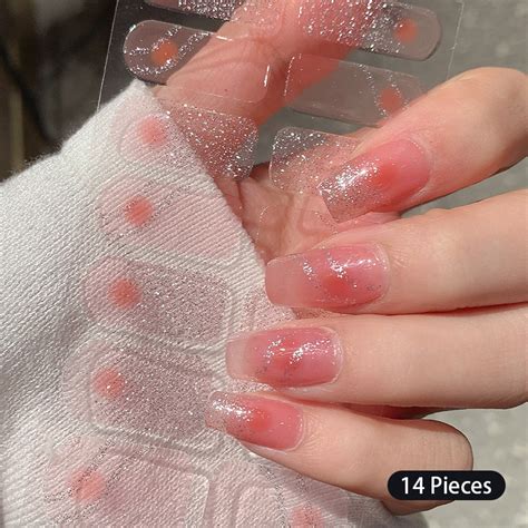 14tips Manicure Flowers Adhesive Full Cover Nail Stickers Semi Cured