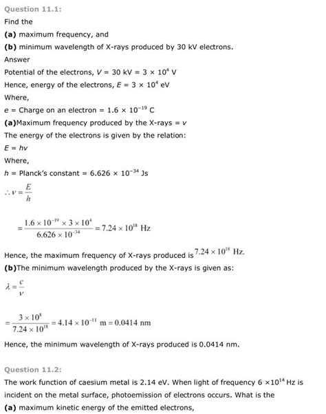 NCERT Solutions For Class 12 Physics Chapter 11 Dual Nature Of