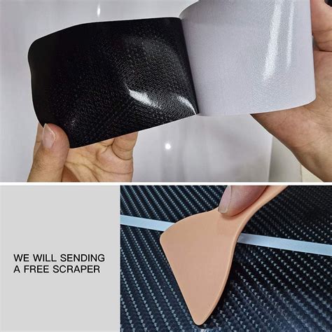 Buy JEYODA Carbon Fiber Vinyl Sticker Car Door Sill Protector Scuff Plate Door Entry Guard For