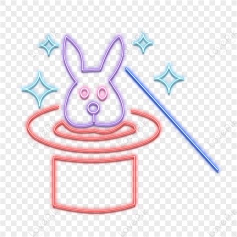 네온 조명 효과 일러스트 모자와 토끼등잔등색깔 Png 일러스트 무료 다운로드 Lovepik