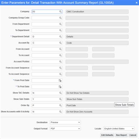 General Ledger Detail Transaction With Account Summary Report