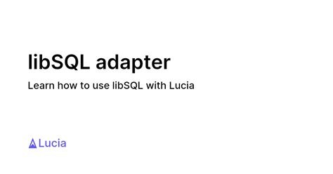 Libsql Adapter Lucia
