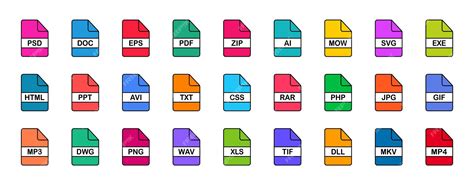 premium vector set of file formats icons file type icons format of